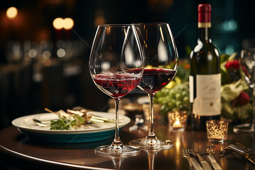餐桌上的美酒高清图片下载-正版图片600346402-摄图网