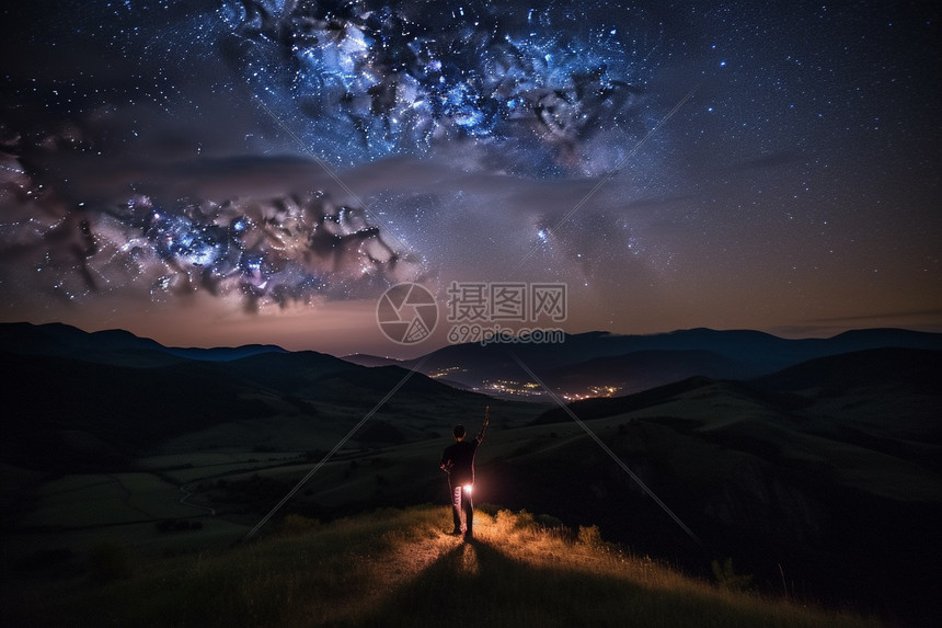 夜晚星空的美丽景观图片素材-正版创意图片600368475-摄图网