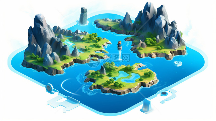 立体感的卡通地图插画图片下载-正版图片600370077-摄图网