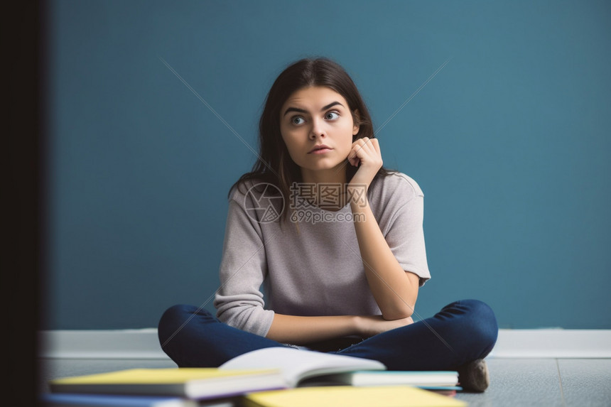感到困惑的女学生高清图片下载-正版图片600386586-摄图网