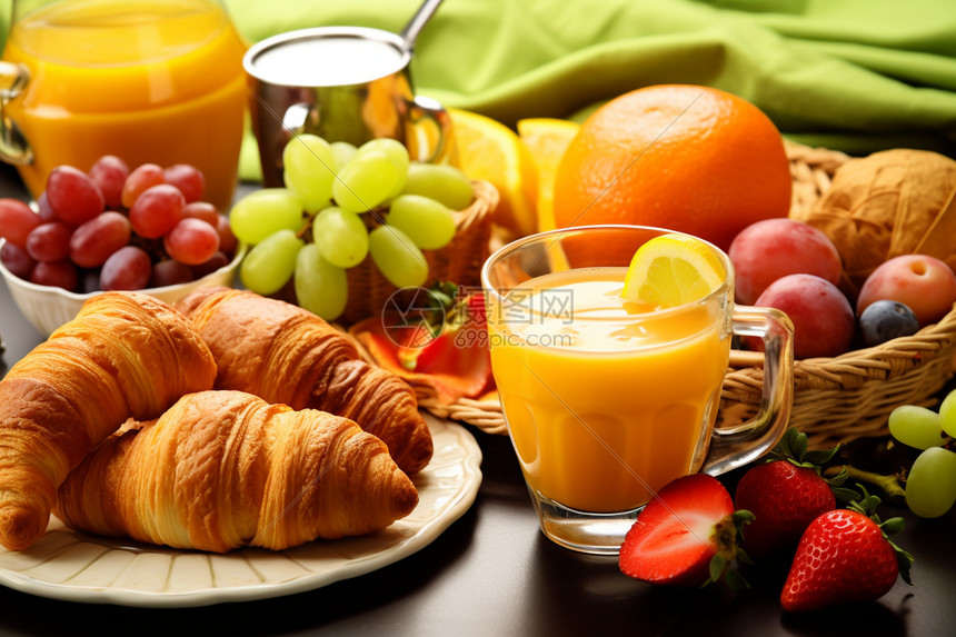 面包和各种水果高清图片下载-正版图片600396297-摄图网