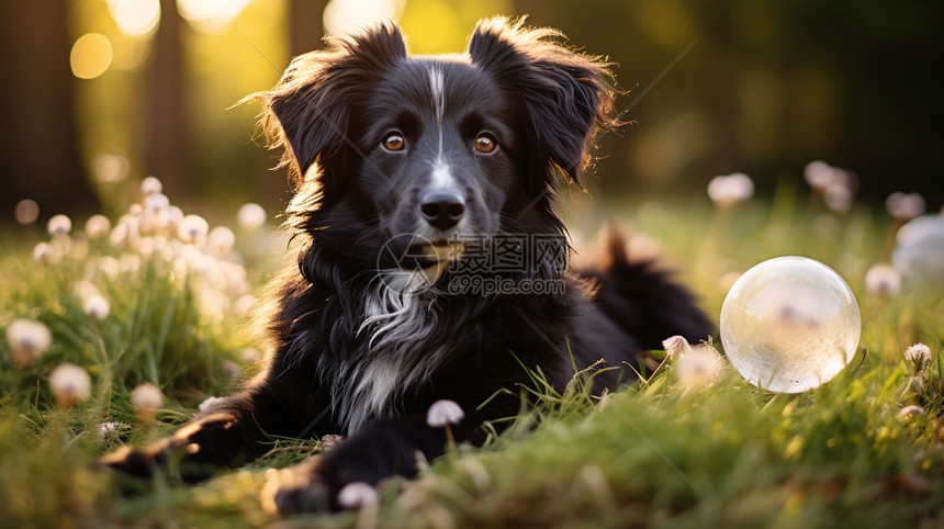 可爱的黑色长毛狗高清图片下载-正版图片600396871-摄图网