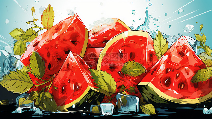 卡通冰镇西瓜插画图片下载-正版图片600397332-摄图网