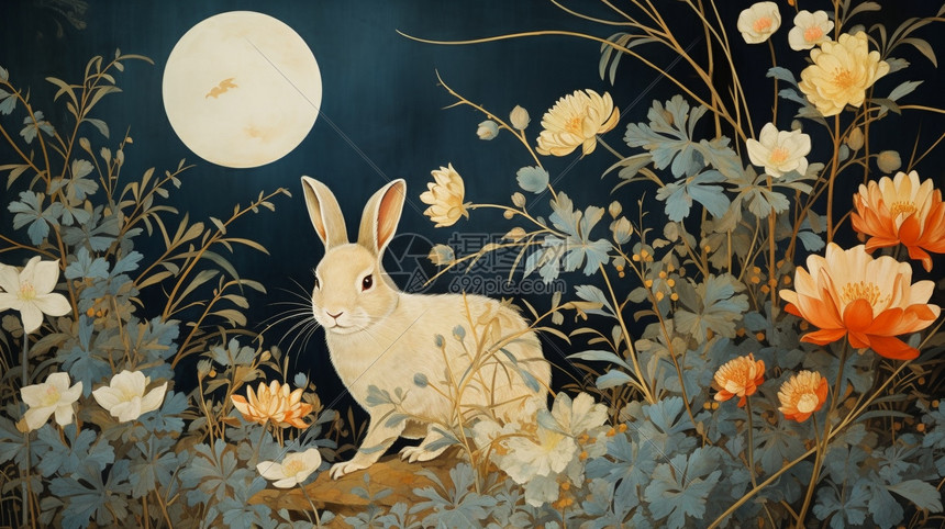 绘画的兔子插画插画图片下载-正版图片600401356-摄图网