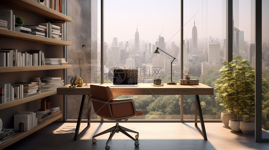 有巨大落地窗的办公室。高清图片下载-正版图片600418583-摄图网