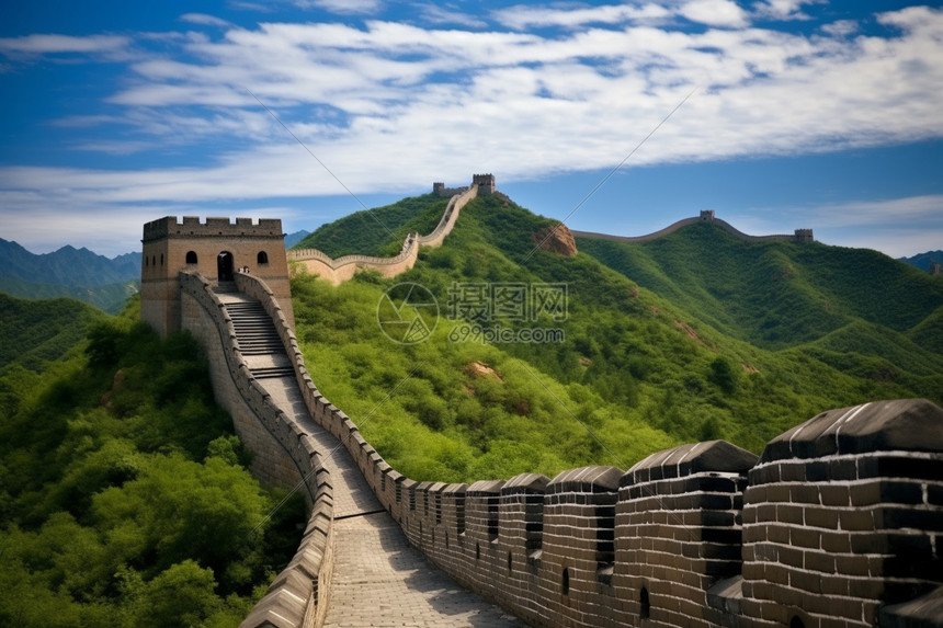 蓝天下的长城高清图片下载-正版图片600420900-摄图网