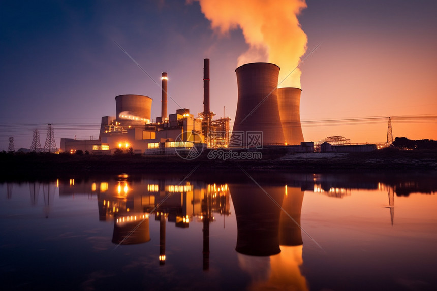 工业园的大烟囱高清图片下载-正版图片600439216-摄图网