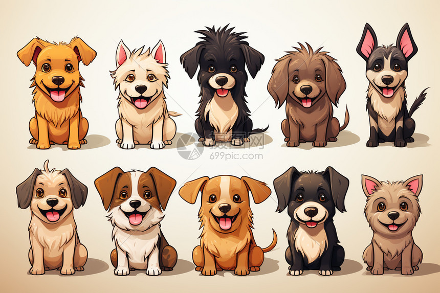 可爱小狗蹲坐卡通图标插画图片下载-正版图片600443443-摄图网