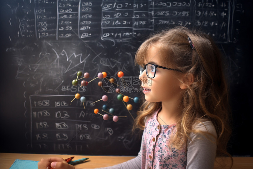 思考数学问题的小女孩高清图片下载-正版图片600448390-摄图网