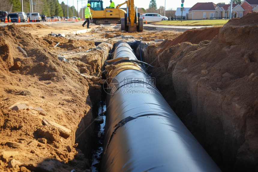 工地铺设的施工管道高清图片下载-正版图片600449087-摄图网
