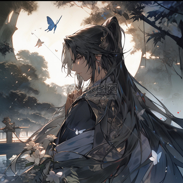 古装男人的侧脸插画图片下载-正版图片600449626-摄图网