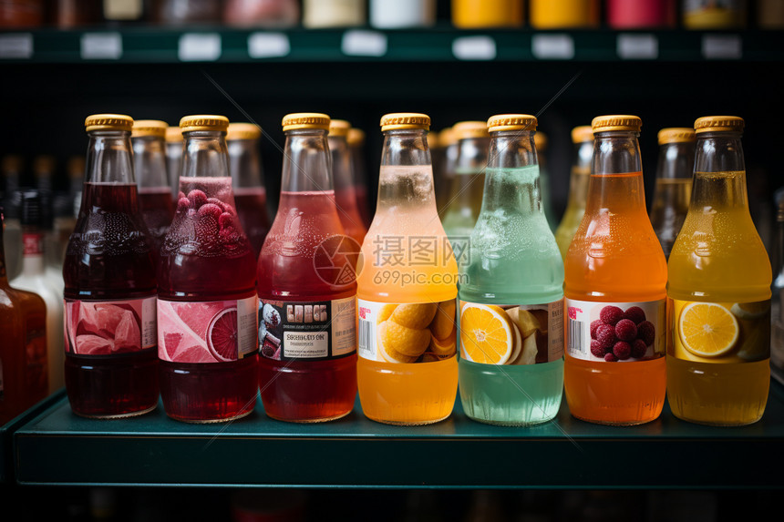 瓶装饮料在超市货架上高清图片下载-正版图片600450494-摄图网