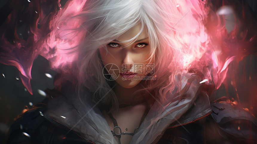 白发女战士插画插画图片下载-正版图片600455572-摄图网