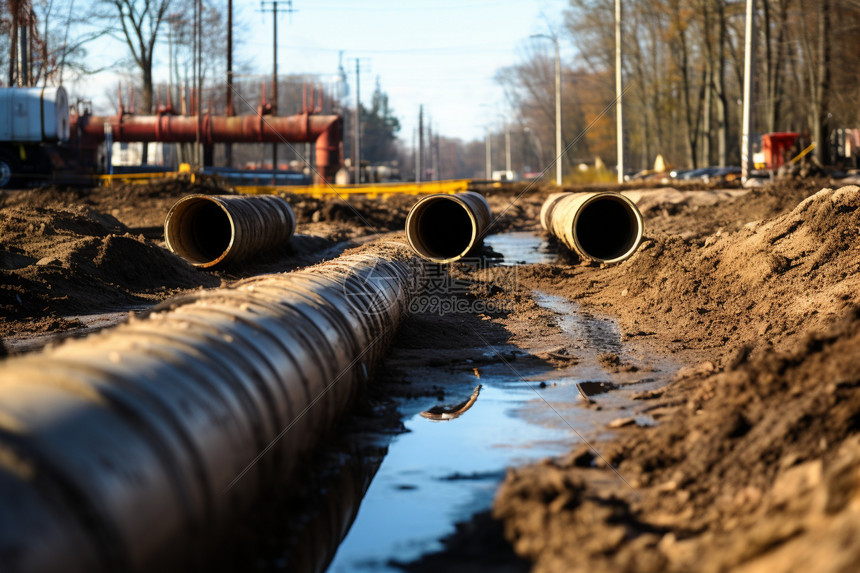 城市道路管道铺设工程高清图片下载-正版图片600459361-摄图网