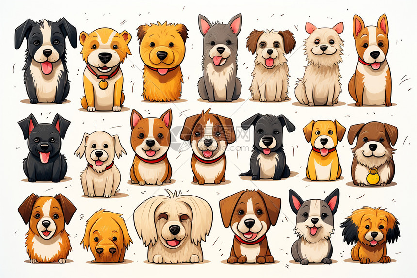 不同的卡通小狗插画图片下载-正版图片600461079-摄图网