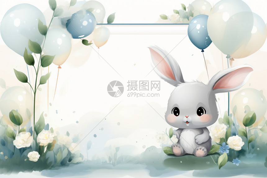 可爱的卡通兔子背景插画图片下载-正版图片600464737-摄图网