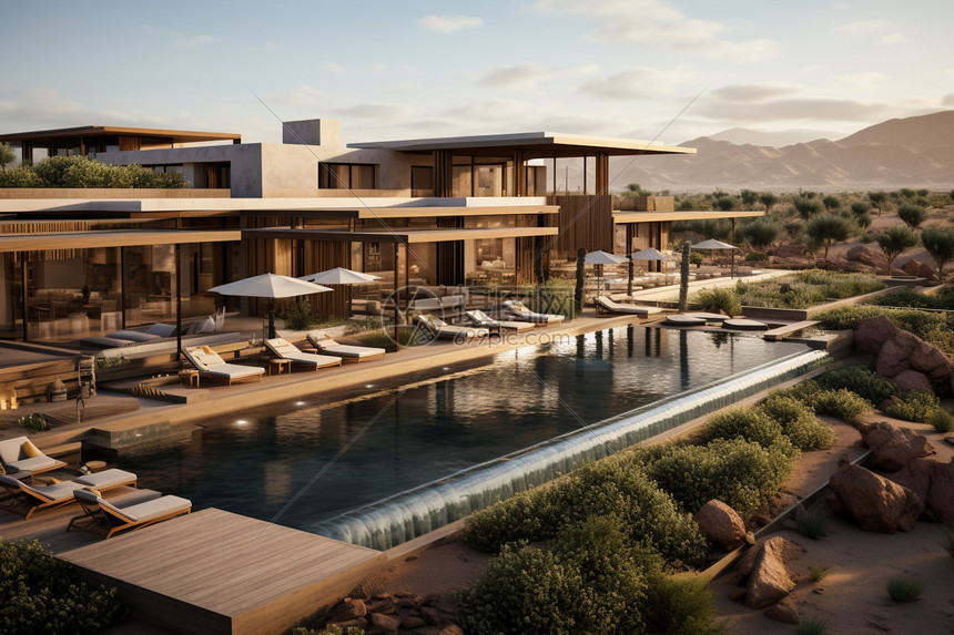 戈壁滩上的建筑高清图片下载-正版图片600469410-摄图网