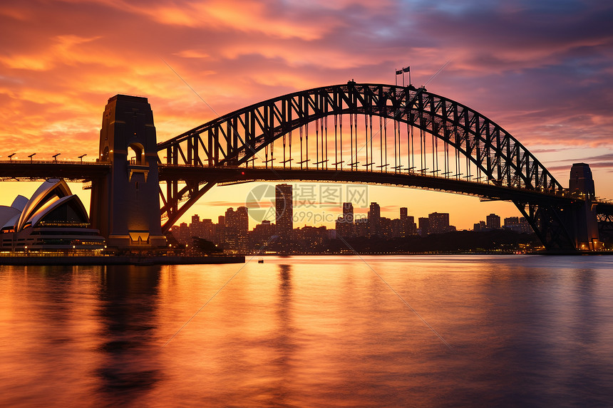 晨昏霞色下的桥梁高清图片下载-正版图片600479582-摄图网