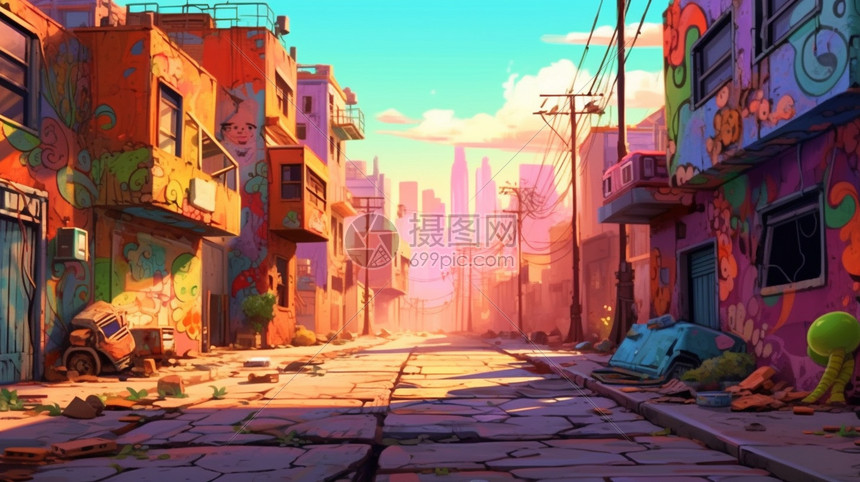 街区的卡通背景插画图片下载-正版图片600482766-摄图网