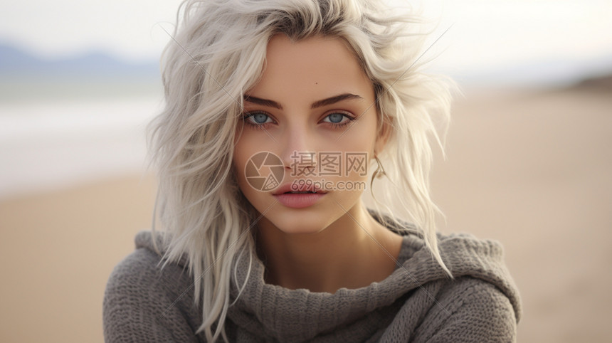 美丽的白发女子高清图片下载-正版图片600483925-摄图网