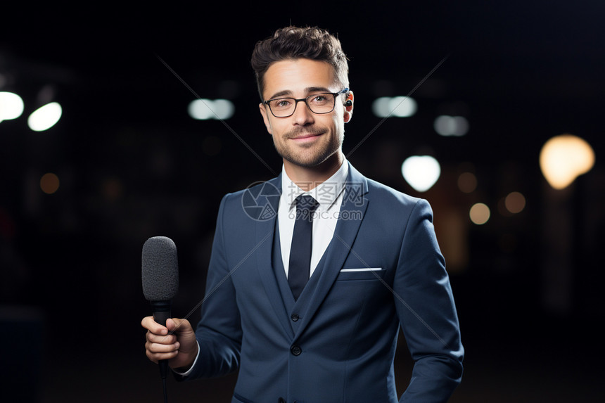 讲台上的商务主持人高清图片下载-正版图片600485075-摄图网