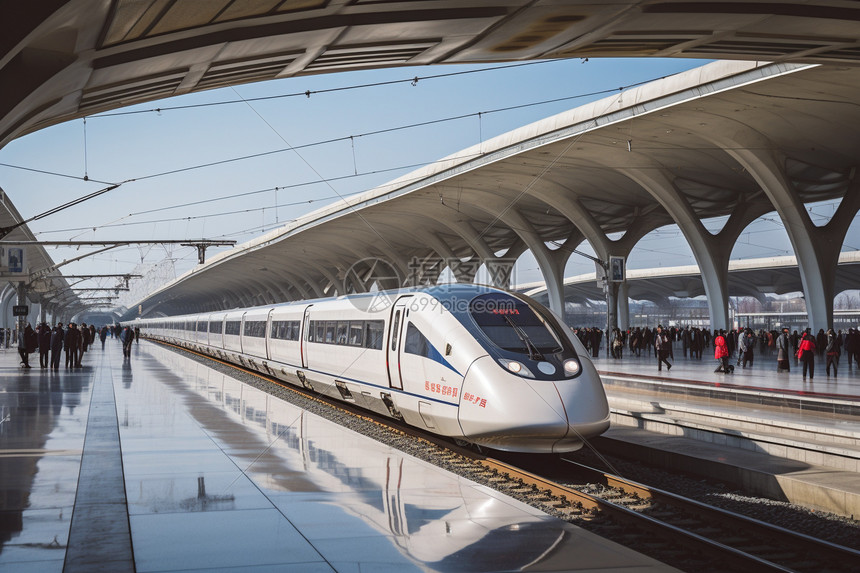 火车站中的高铁列车高清图片下载-正版图片600485177-摄图网