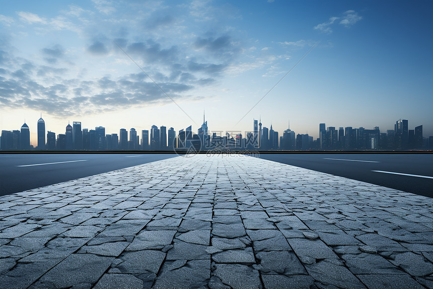 蓝天白云下的平坦的砖石地面高清图片下载-正版图片600486852-摄图网