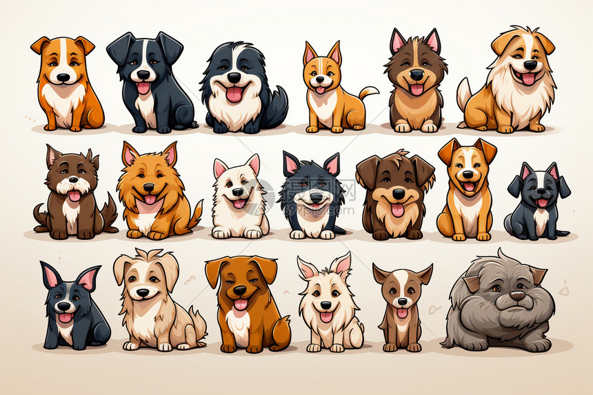 一群可爱的狗狗插画图片下载-正版图片600487638-摄图网