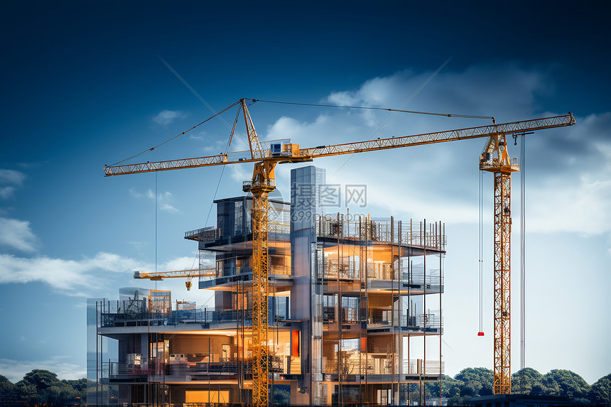 正在施工中的城市楼房图片素材-正版创意图片600489439-摄图网