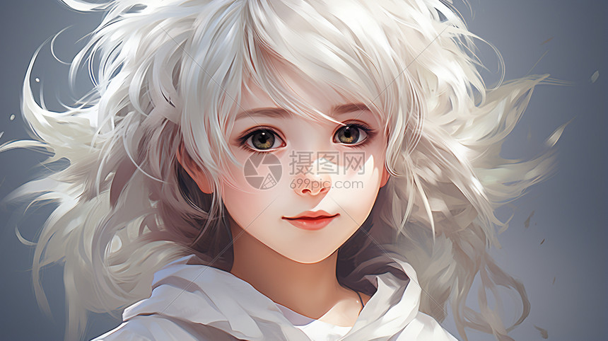 白发女孩插画图片下载-正版图片600491137-摄图网