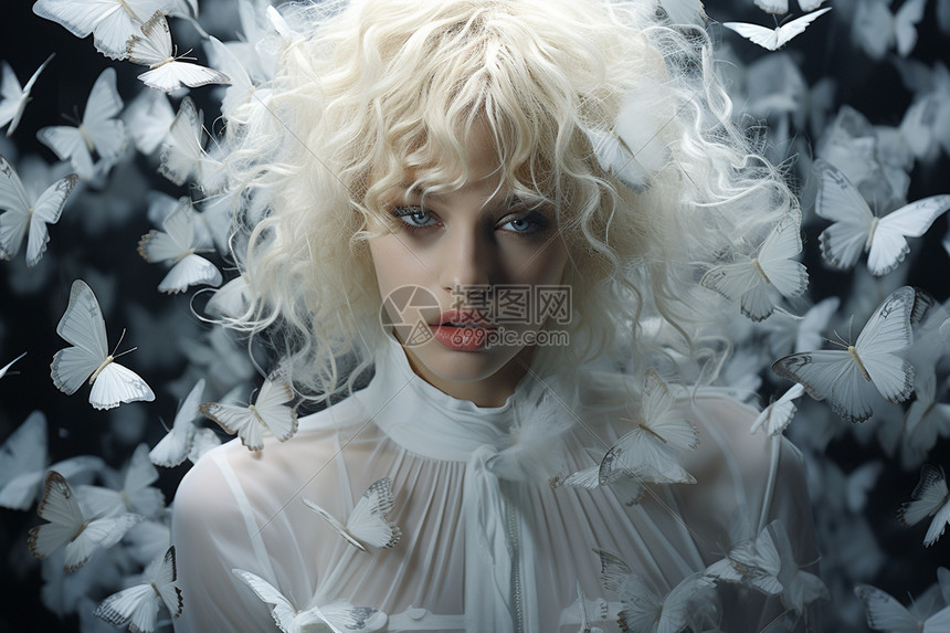 年轻的白发女孩高清图片下载-正版图片600493298-摄图网