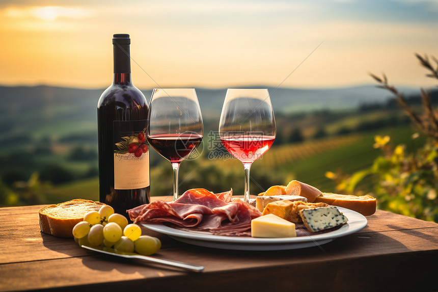 阳光下的美酒美食高清图片下载-正版图片600495753-摄图网