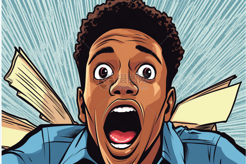 男孩惊讶的表情线条卡通插图插画图片下载-正版图片600496507-摄图网