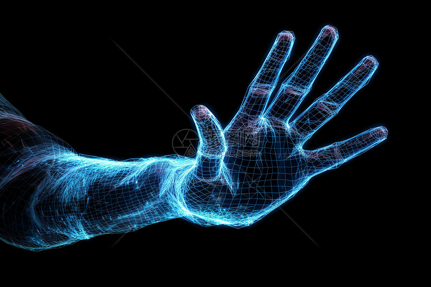 科技线条手掌图片素材-正版创意图片600509506-摄图网