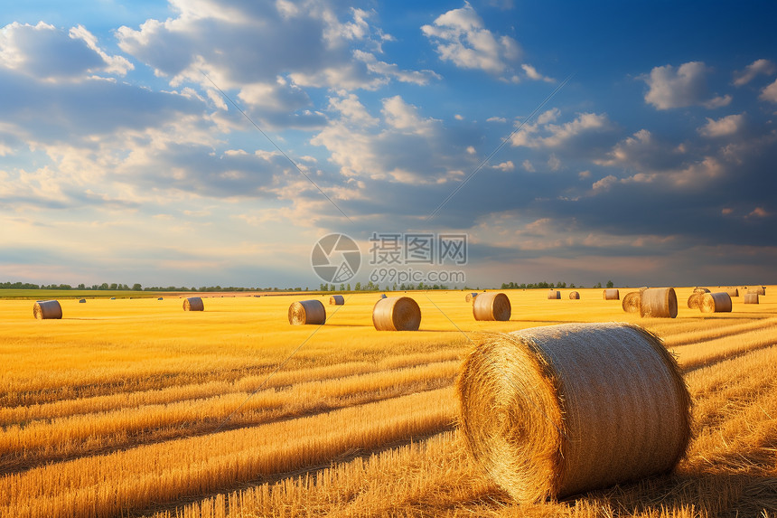 秋天收获的稻田高清图片下载-正版图片600509924-摄图网