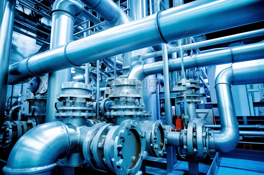 现代工厂中的金属管道高清图片下载-正版图片600513080-摄图网
