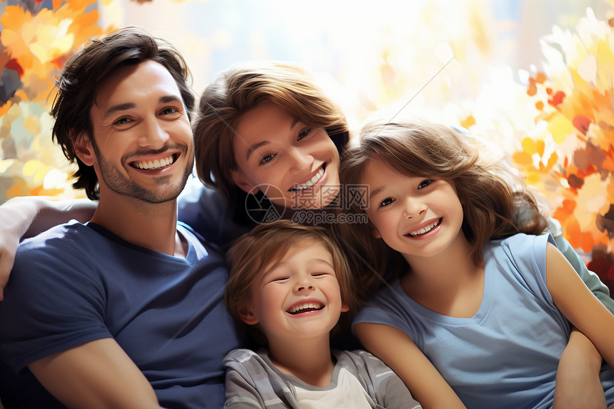 家庭和谐笑靥如花高清图片下载-正版图片600516383-摄图网