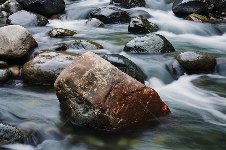 水中的红石头高清图片下载-正版图片600527894-摄图网