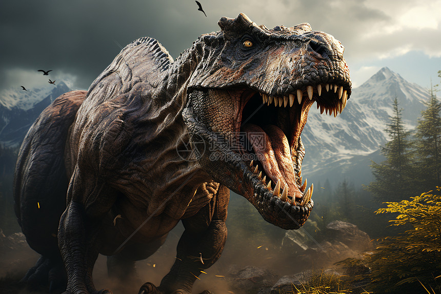 霸王龙张开嘴巴插画图片下载-正版图片600533345-摄图网