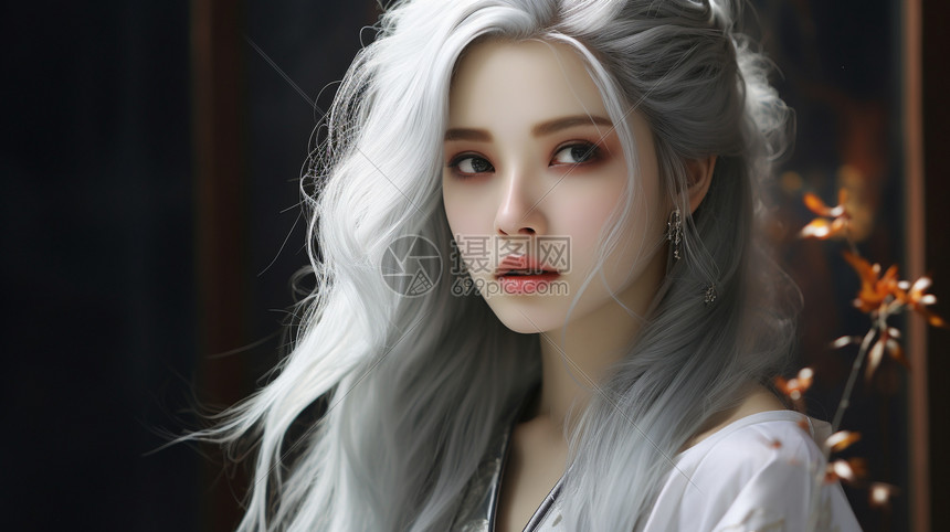 中国白发美女:插画图片下载-正版图片600534131-摄图网