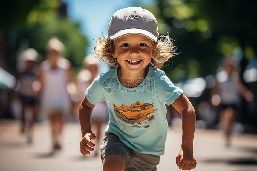跑步的活力小男孩高清图片下载-正版图片600536937-摄图网