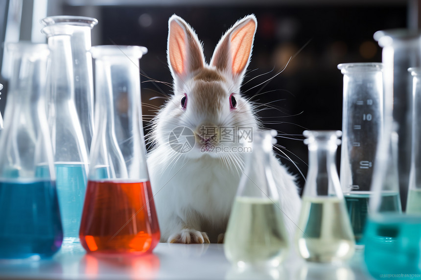 实验室内的实验兔子高清图片下载-正版图片600542974-摄图网