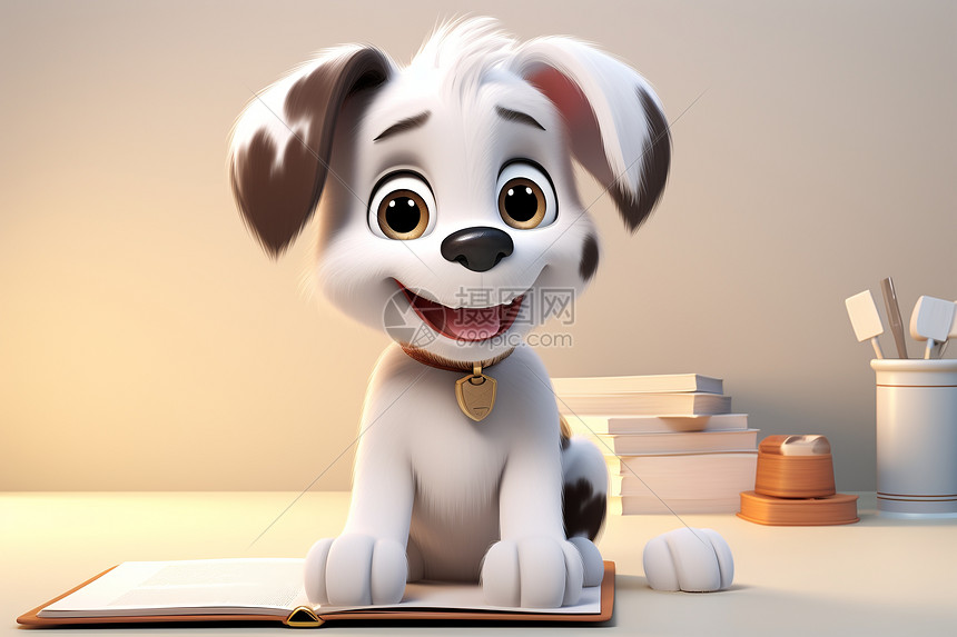 可爱的三维动画狗插画图片下载-正版图片600552091-摄图网