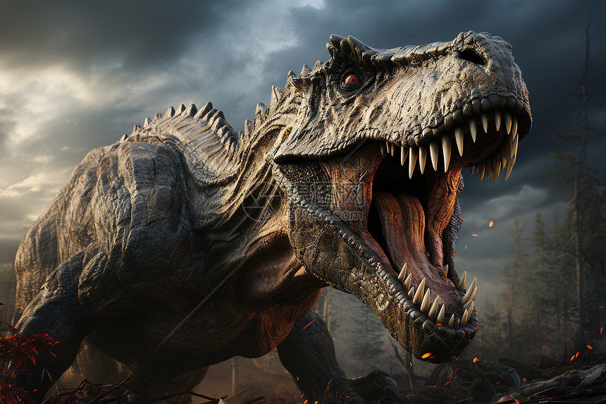 张嘴的霸王龙图片素材-正版创意图片600552142-摄图网