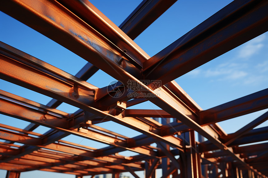 建筑施工现场的钢梁高清图片下载-正版图片600553683-摄图网