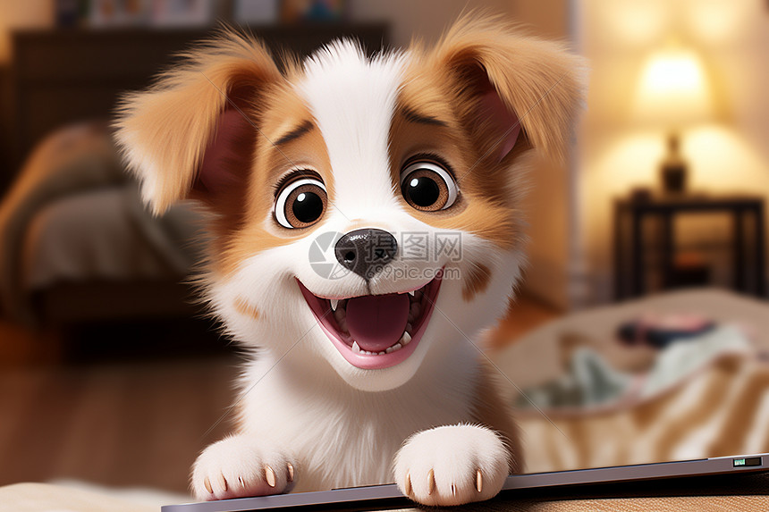 欢乐微笑的可爱卡通狗插画图片下载-正版图片600554428-摄图网