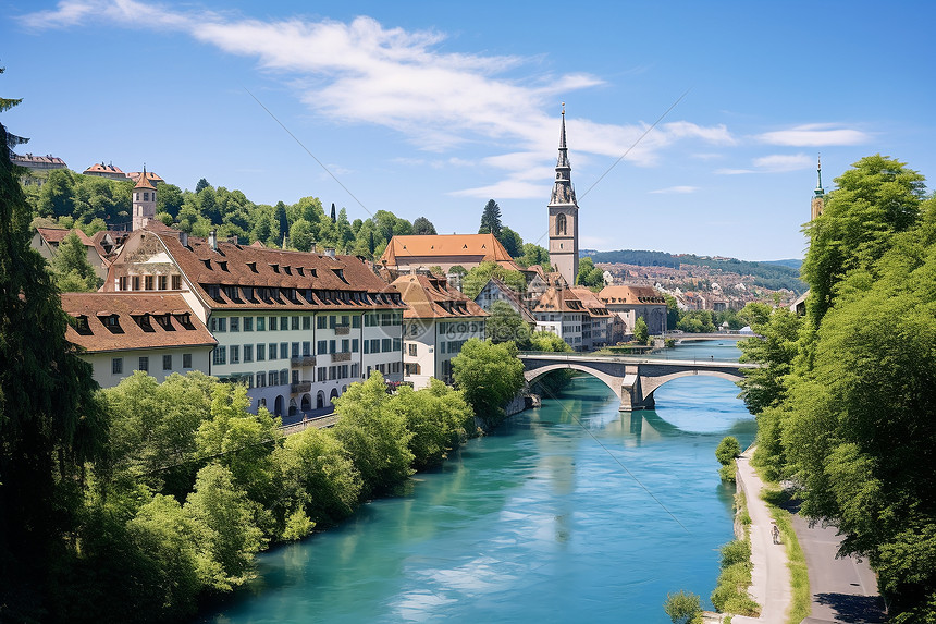 夏季风景秀丽的欧洲城市高清图片下载-正版图片600556650-摄图网