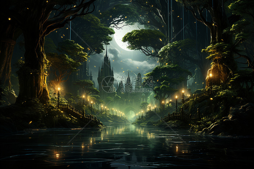 神秘的森林图片素材-正版创意图片600559182-摄图网