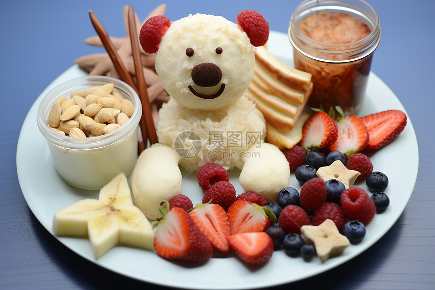 小熊和各种水果高清图片下载-正版图片600560360-摄图网