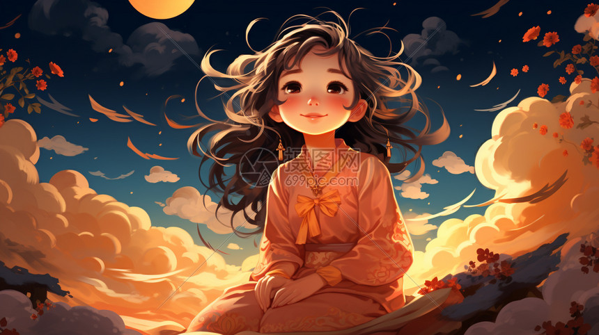 可爱的的动漫女孩插画图片下载-正版图片600560513-摄图网